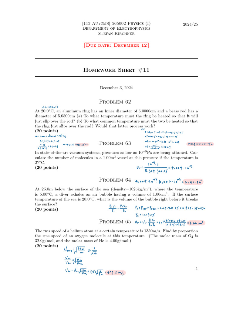 PhysicsI Fall24 HW11 | PDF | Classical Mechanics | Scientific Phenomena