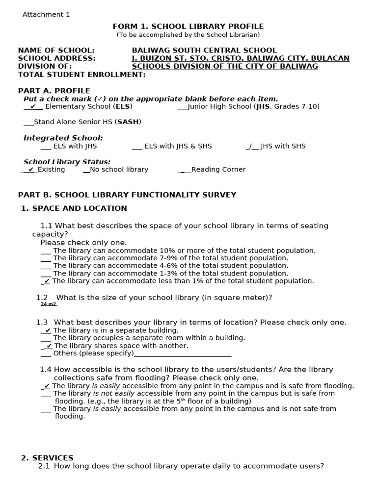2024 updated Form-1-School-Library-Profile (1) (1) (1) | PDF ...
