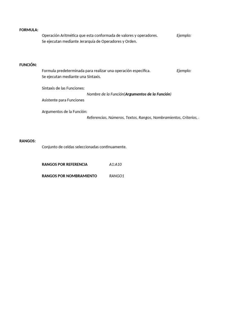 Fórmulas y Funciones en Excel | PDF | Matemáticas