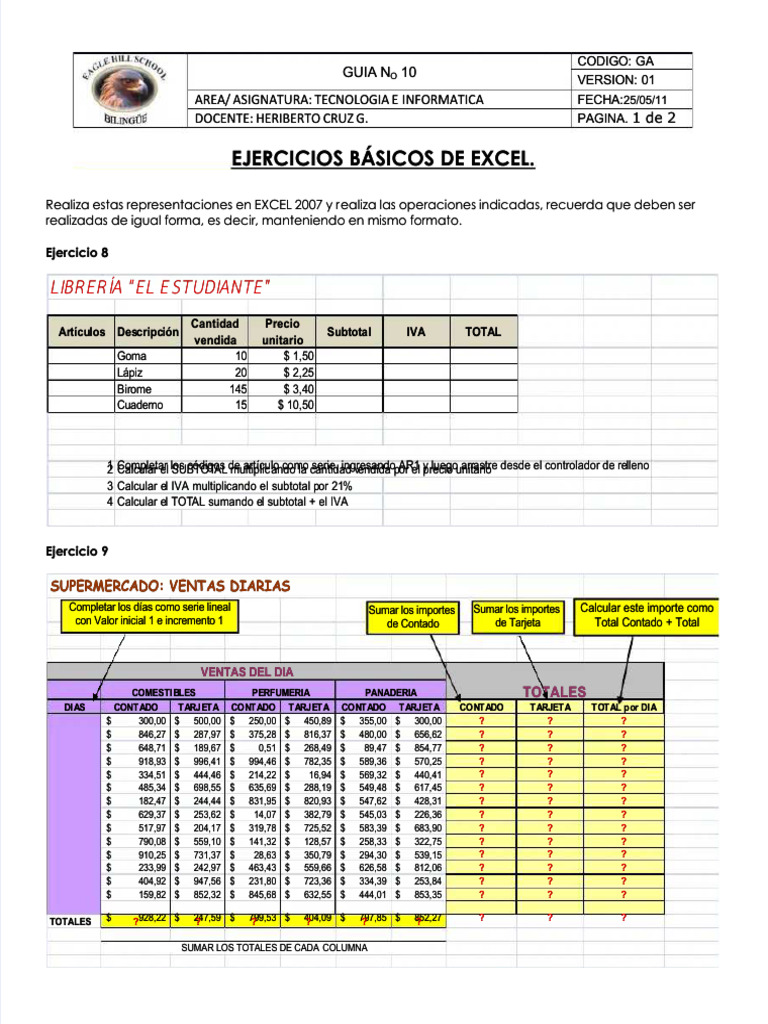 PDF Ejercicios Basicos de Excel Libreria Quotel Estudiantequot - Compress | PDF | Ingeniería de ...