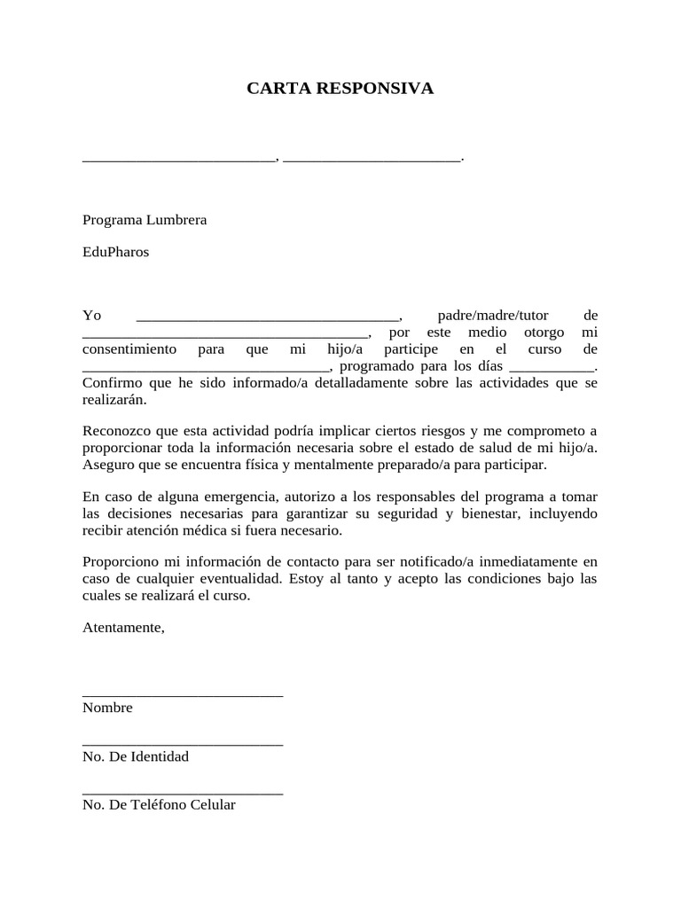 Carta Responsiva | PDF
