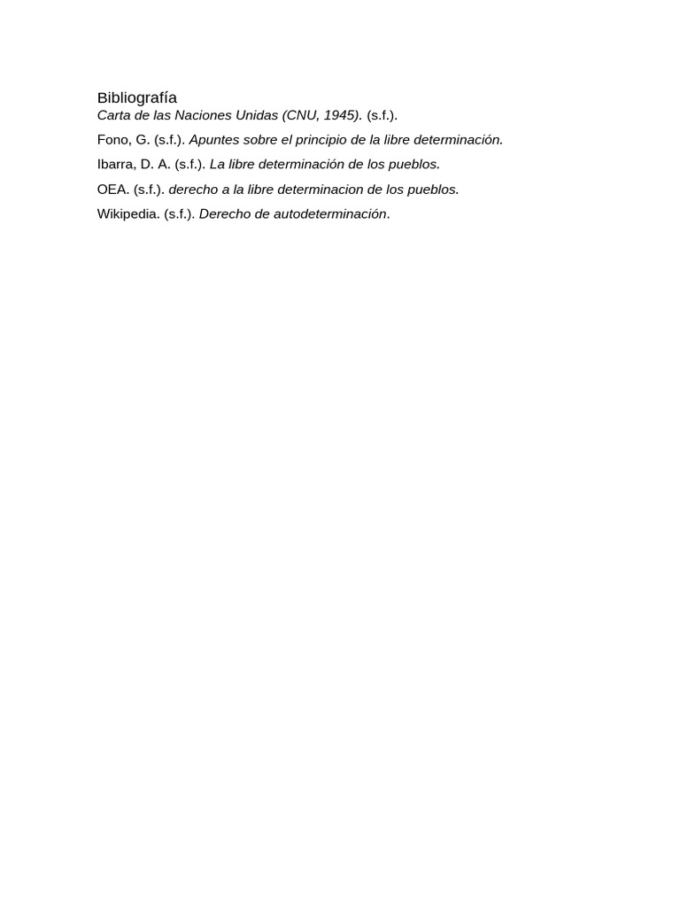 Bibliografía sobre Libre Determinación | PDF