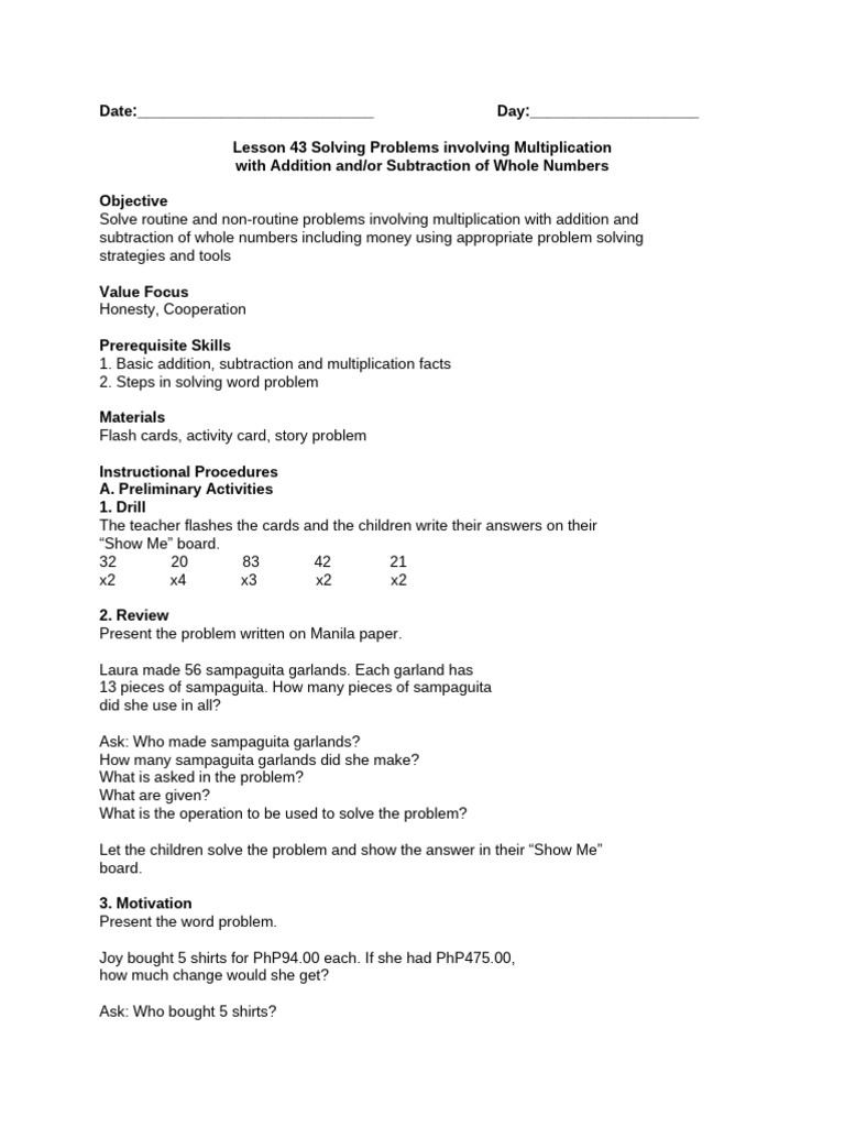 LP in Math 2nd Grading Lesson 43-47 | PDF | Division (Mathematics)