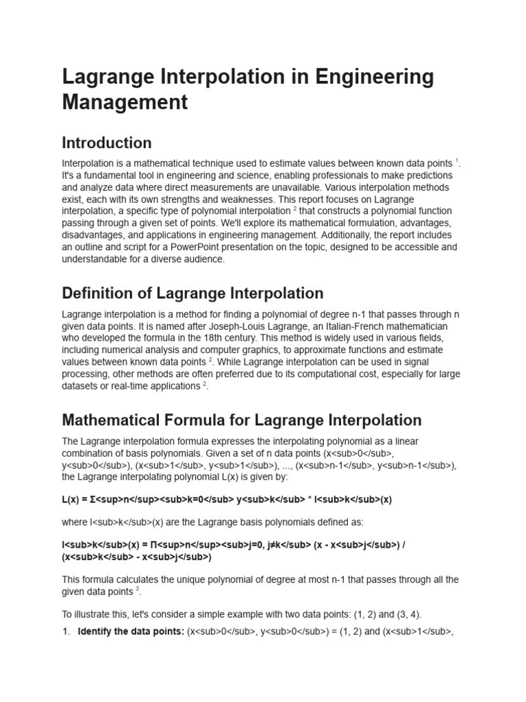 Lagrange Interpolation Explained | PDF | Interpolation | Algorithms