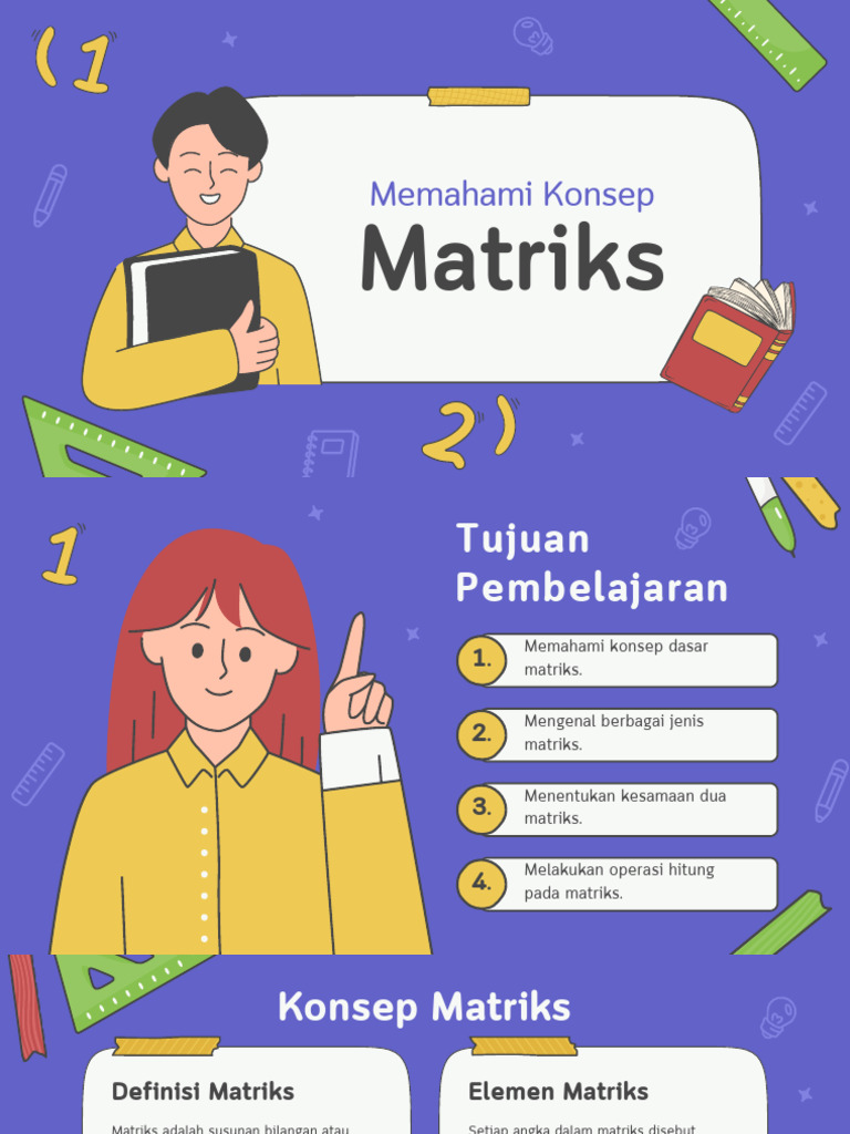 Belajar Matematika Matriks Presentasi Biru Ilustrasi | PDF