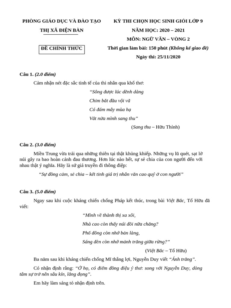 K Thi HSG9 - Vòng 2 | PDF