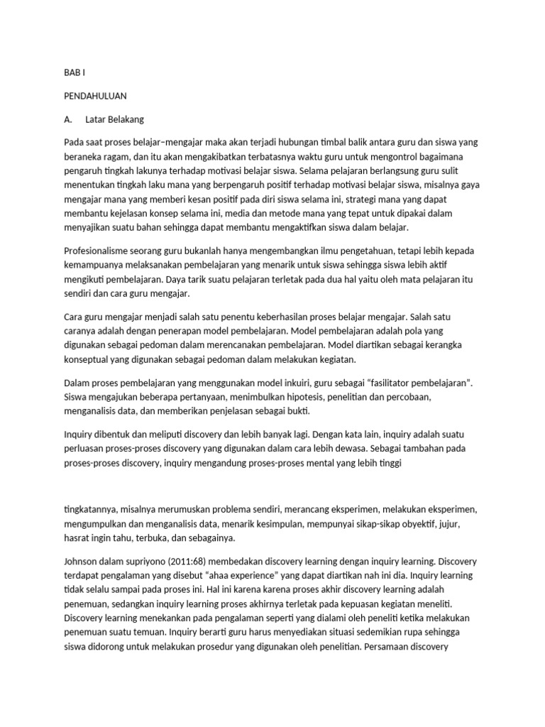 Model Pembelajaran Inkuiri untuk Siswa SD | PDF