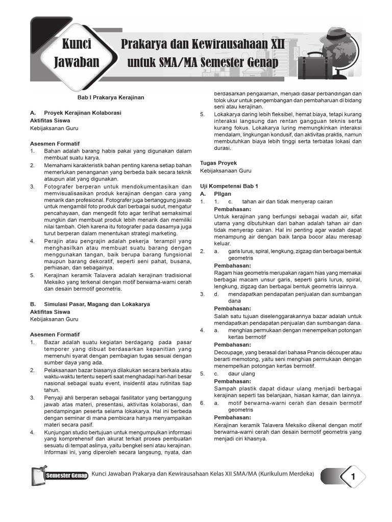 Kunci Prakarya 12 Genap Merdeka | PDF