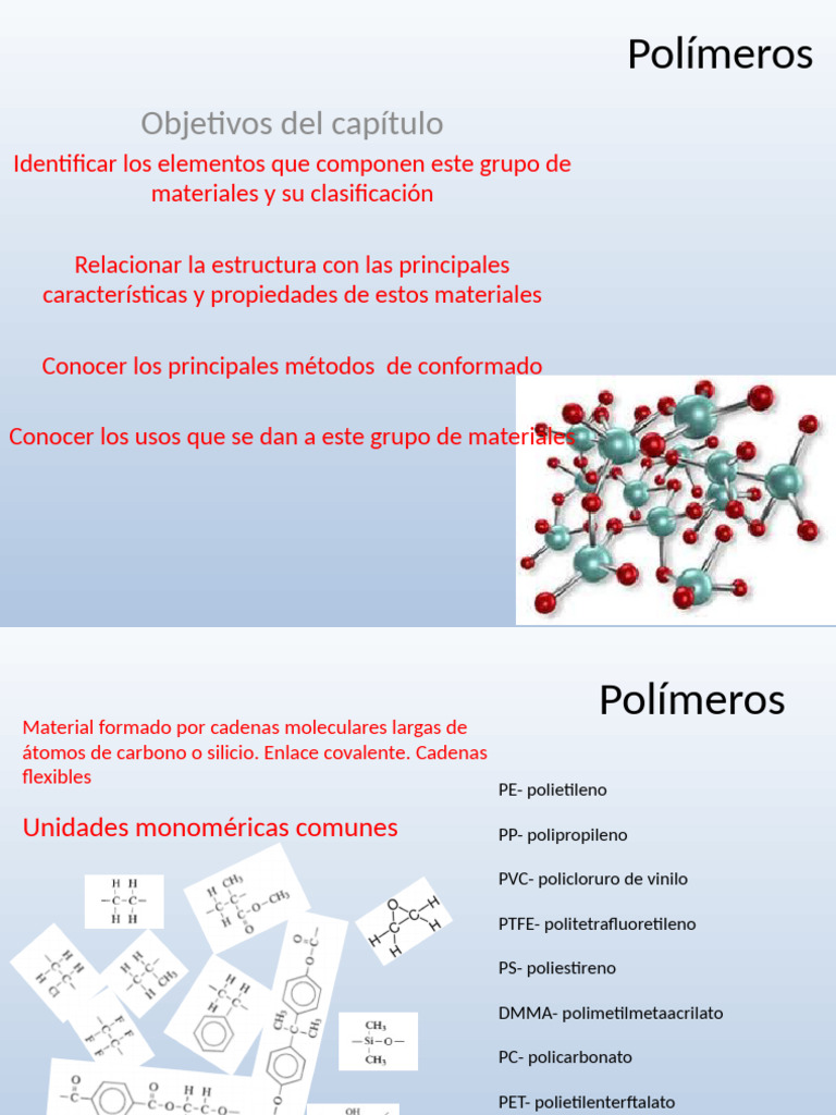 Características y usos de los polímeros | PDF | Polímeros | Química Física