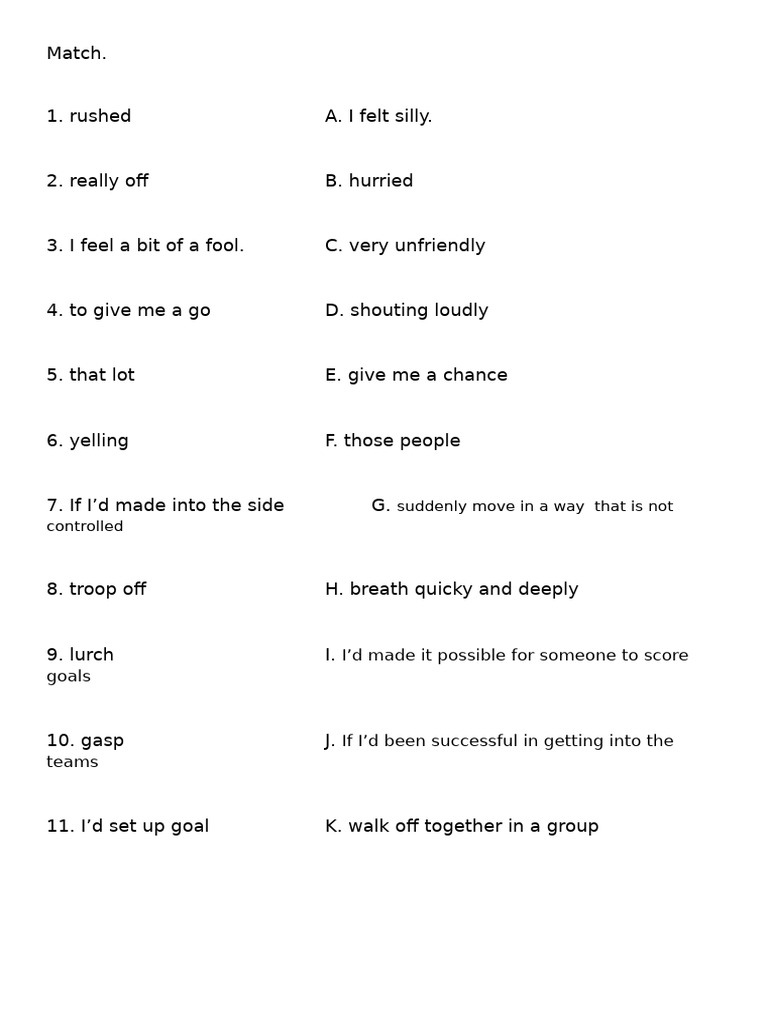 Match Responses and Meanings | PDF