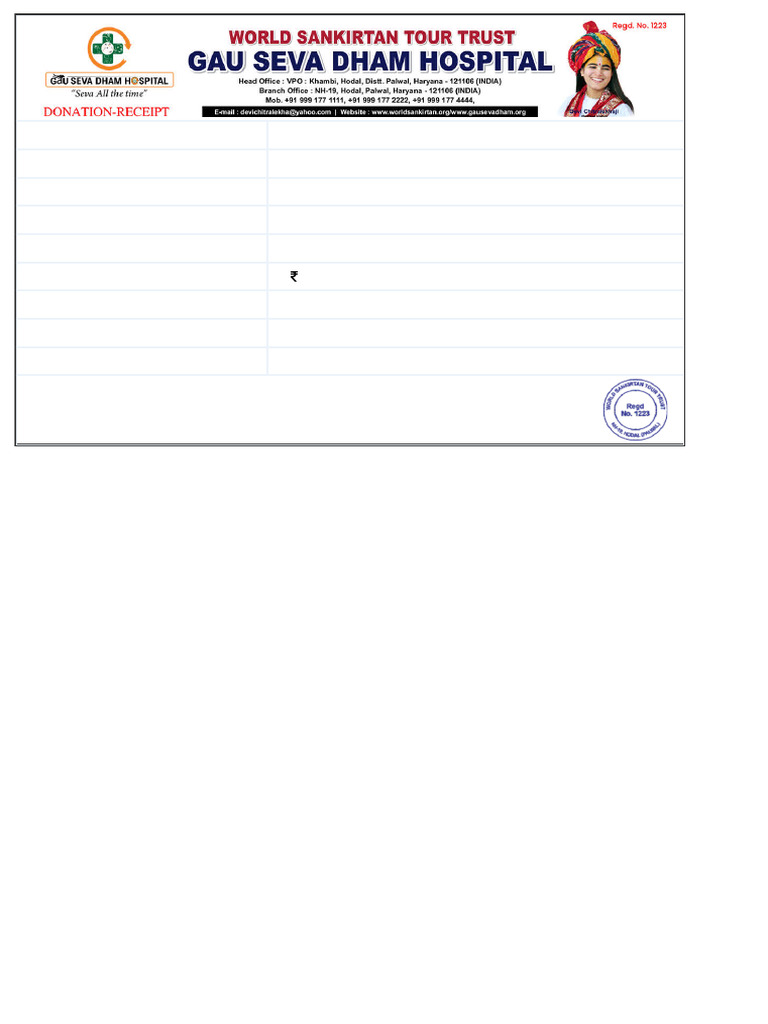 1776 Gau Seva Dham Donation Reciept | PDF