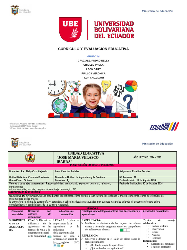PLANIF EESS 8VO Segundo Trimestre 12 Semanas | PDF | Plan de estudios | Enseñando