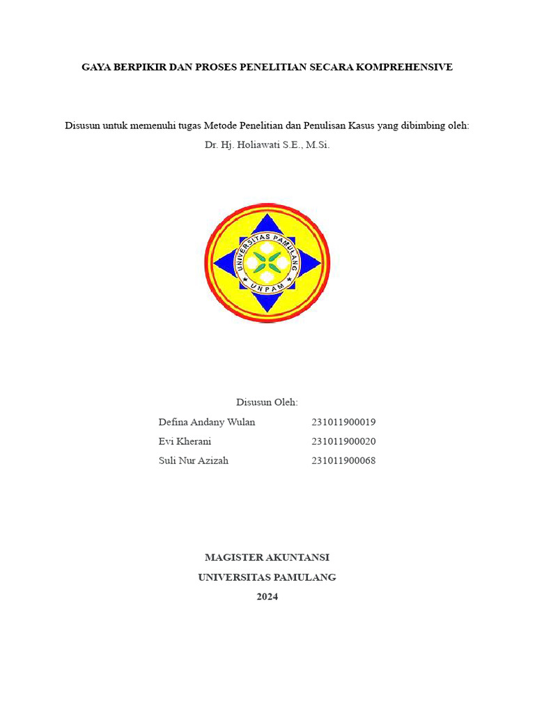 Gaya Berfikir Dan Proses Penelitian Secara Komprehensive | PDF