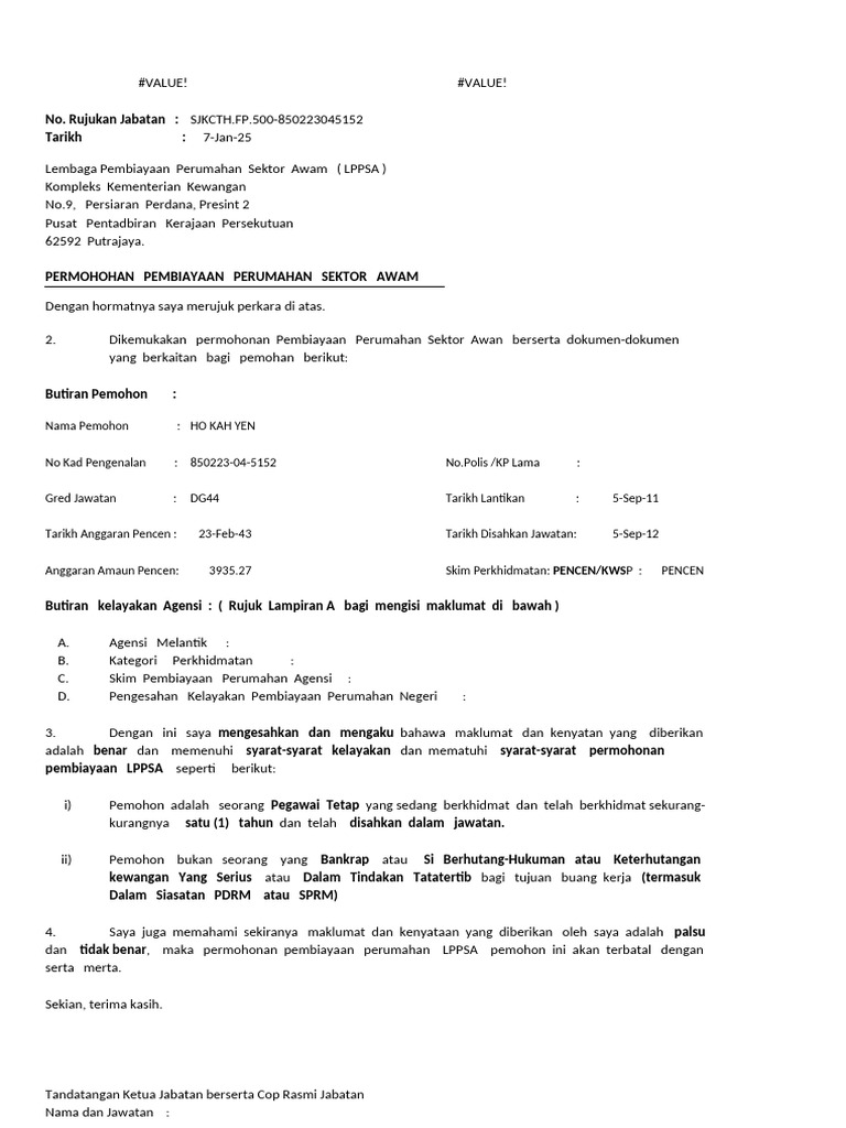 Contoh Surat Iringan Ketua Jabatan_updated Sept 2021 | PDF