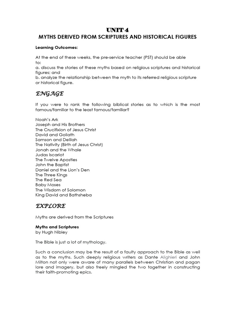 Myth (Elt 212) Unit 4 Lesson | PDF | Trojan War | Pythagoras