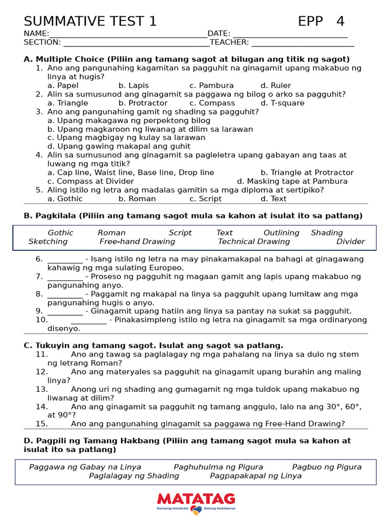 Epp 4 Summative 01 | PDF