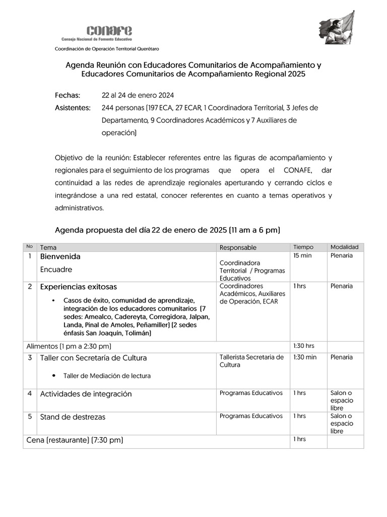 AGENDA ECA Y ECAR Enero 2025 | PDF