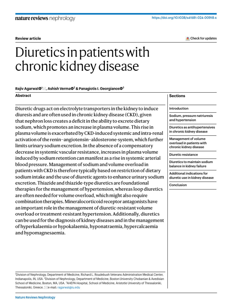 Diuretics for Chronic Kidney Disease | PDF | Chronic Kidney Disease ...