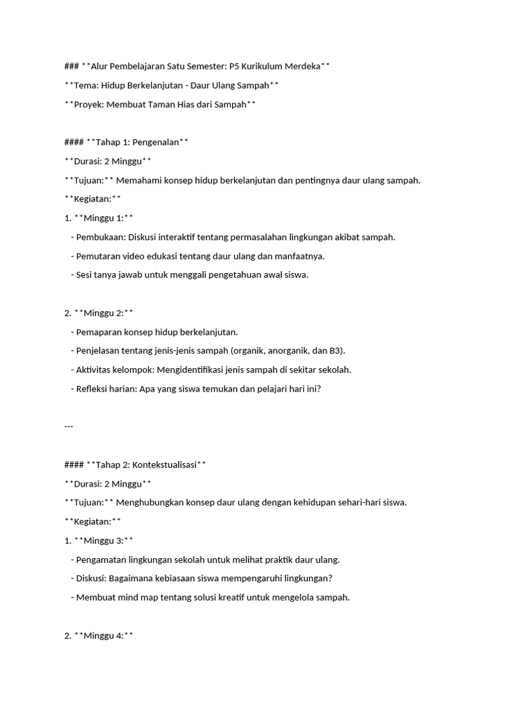 Alur P5 Satu Semester | PDF