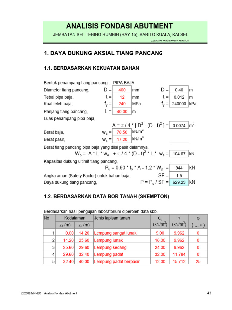 Fondasi Abutmen Kalsel | PDF