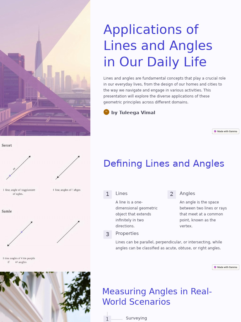Applications of Lines and Angles in Our Daily Life: by Tuleega Vimal ...