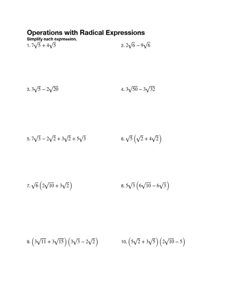 Simplifying Radical Expressions Guide | PDF