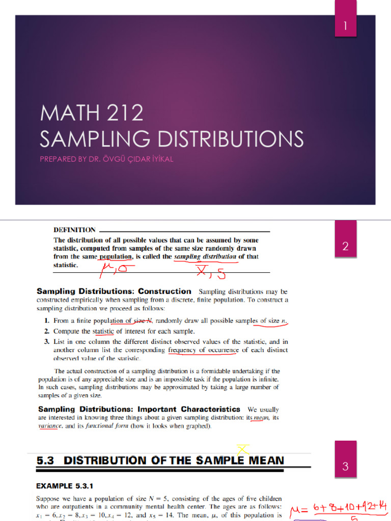 Sampling Distributions in MATH 212 | PDF