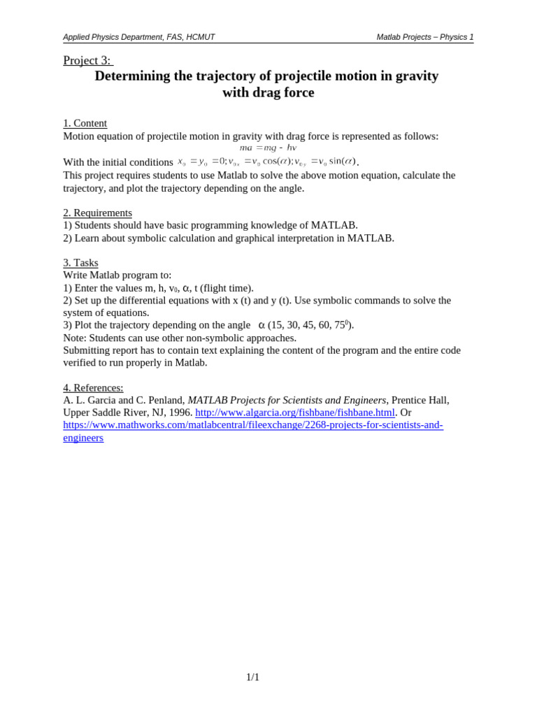 Project - 03 Determining The Trajectory of Projectile Motion in Gravity ...