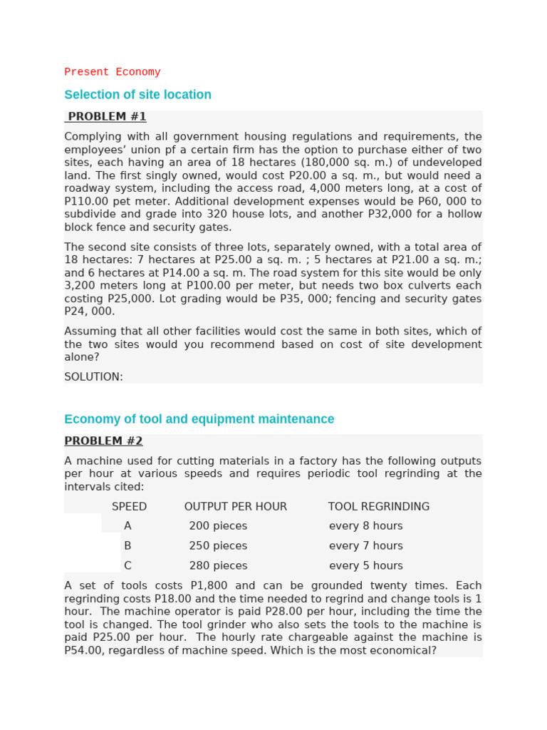 Quiz 1 Present Economy | PDF