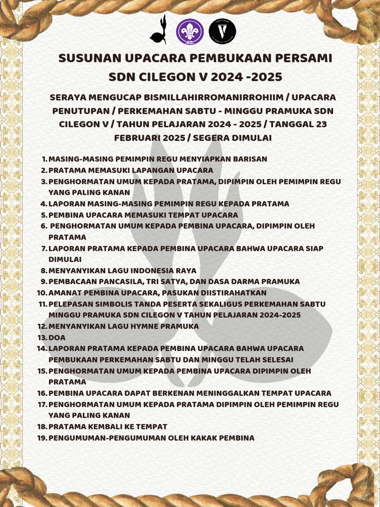 Susunan Acara Upacara Penutupan Persami 24-25 PDF | PDF