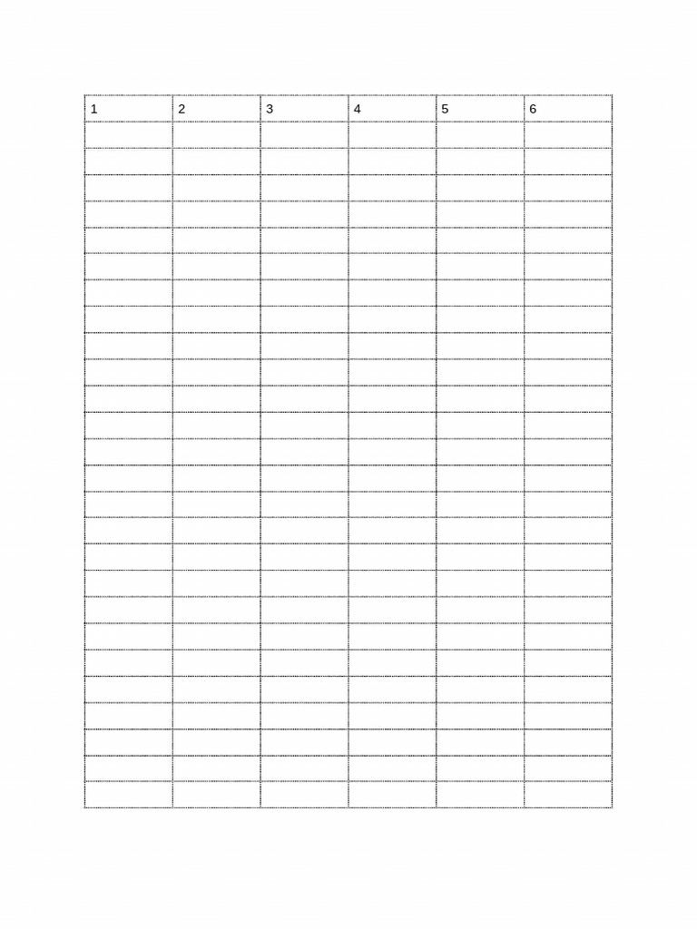Hojas Tabular 6 Columnas Linea Puntos para Imprimir | PDF