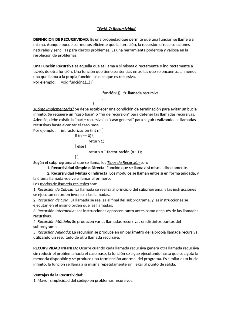 Introducción a la Recursividad en Programación | PDF | Matemáticas ...