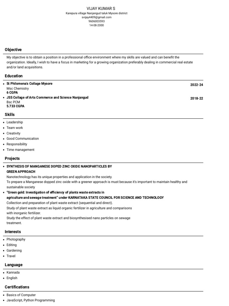 Vijay Resume (1) | PDF