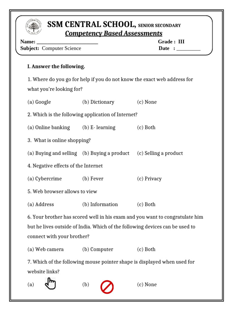 Grade 3 Competency Worksheet | PDF
