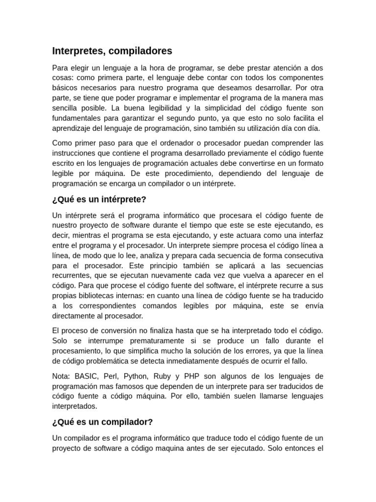 Interpretes y Compiladores | PDF | Compilador | Programación