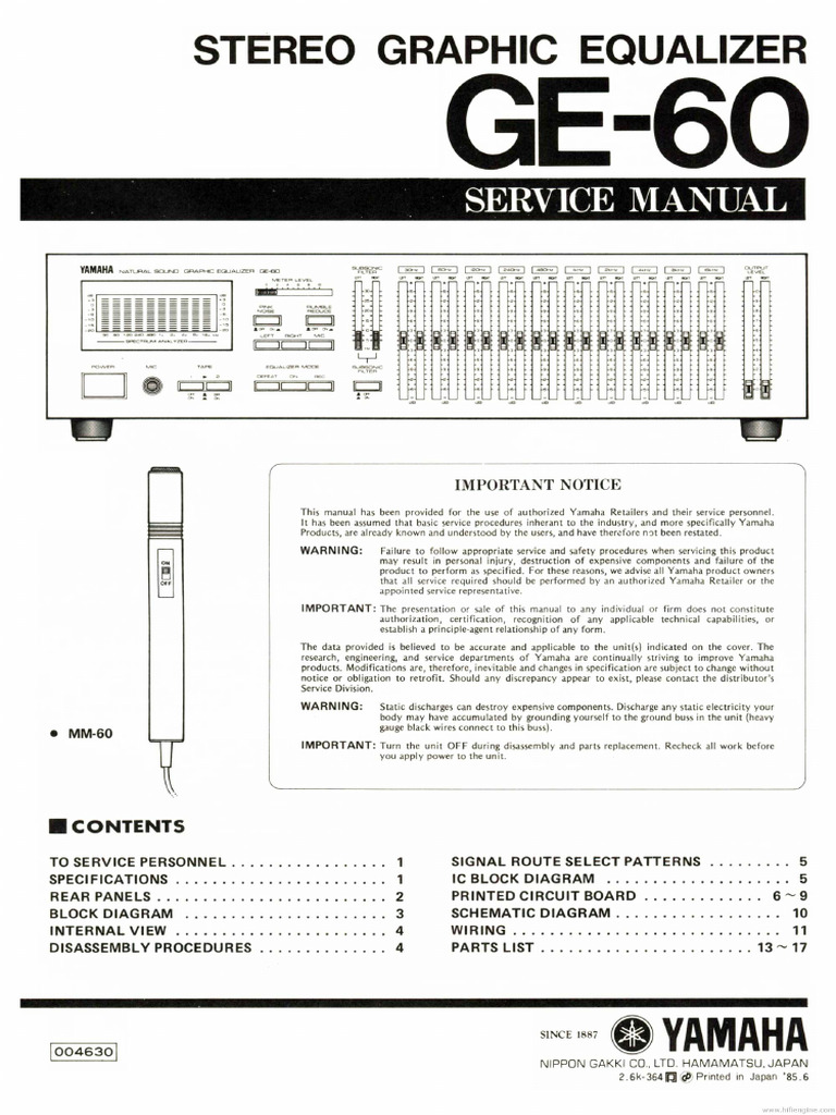 Yamaha Ge-60 Equalizer | PDF