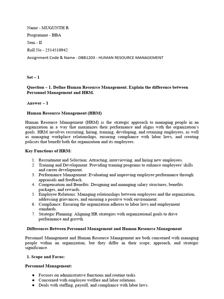 HRM vs Personnel Management Explained | PDF | Cost Of Living | Human ...