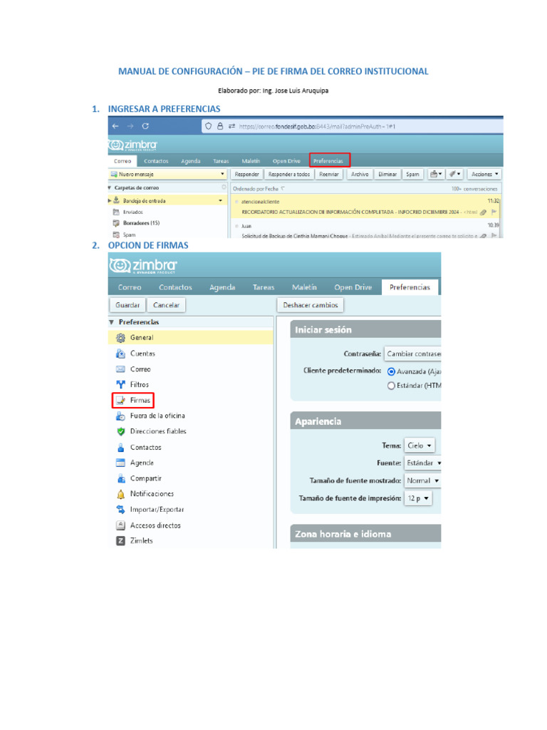 Configuración del Pie de Firma en Correo | PDF