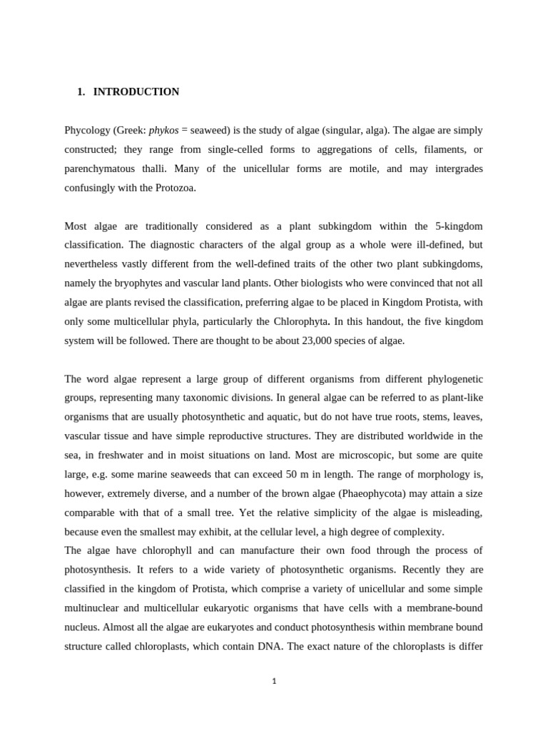 Overview of Algae: Types and Features | PDF | Algae | Chloroplast