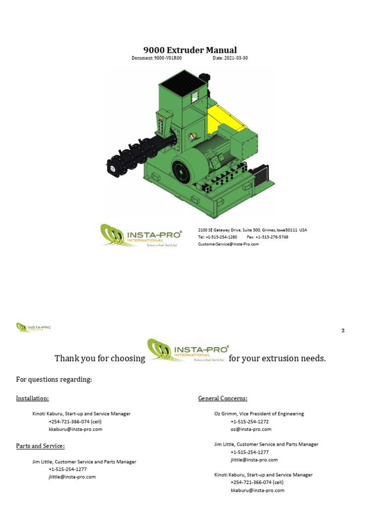 Extruder Insta Pro Manual List | PDF | Extrusion | Manufactured Goods