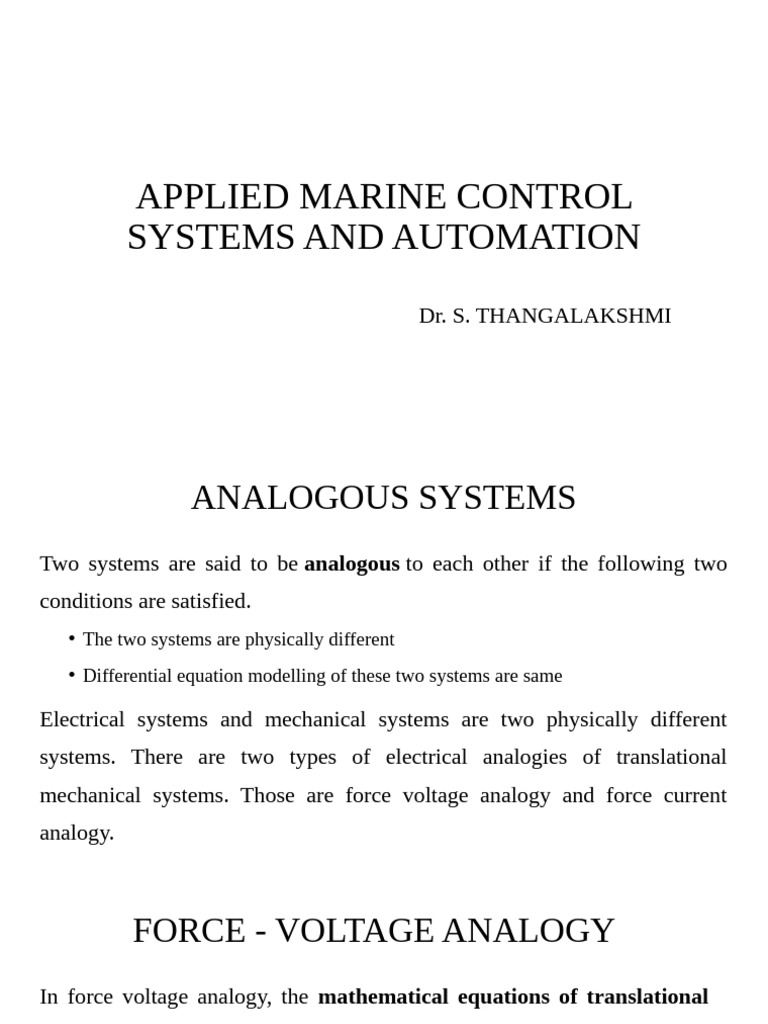 8 Analogous Systems | PDF | Electrical Network | Series And Parallel Circuits