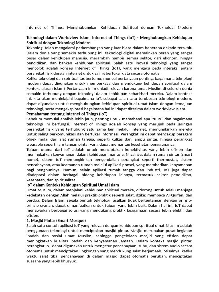 Teknologi Dalam Worldview Islam - Internet of Things (IoT ...