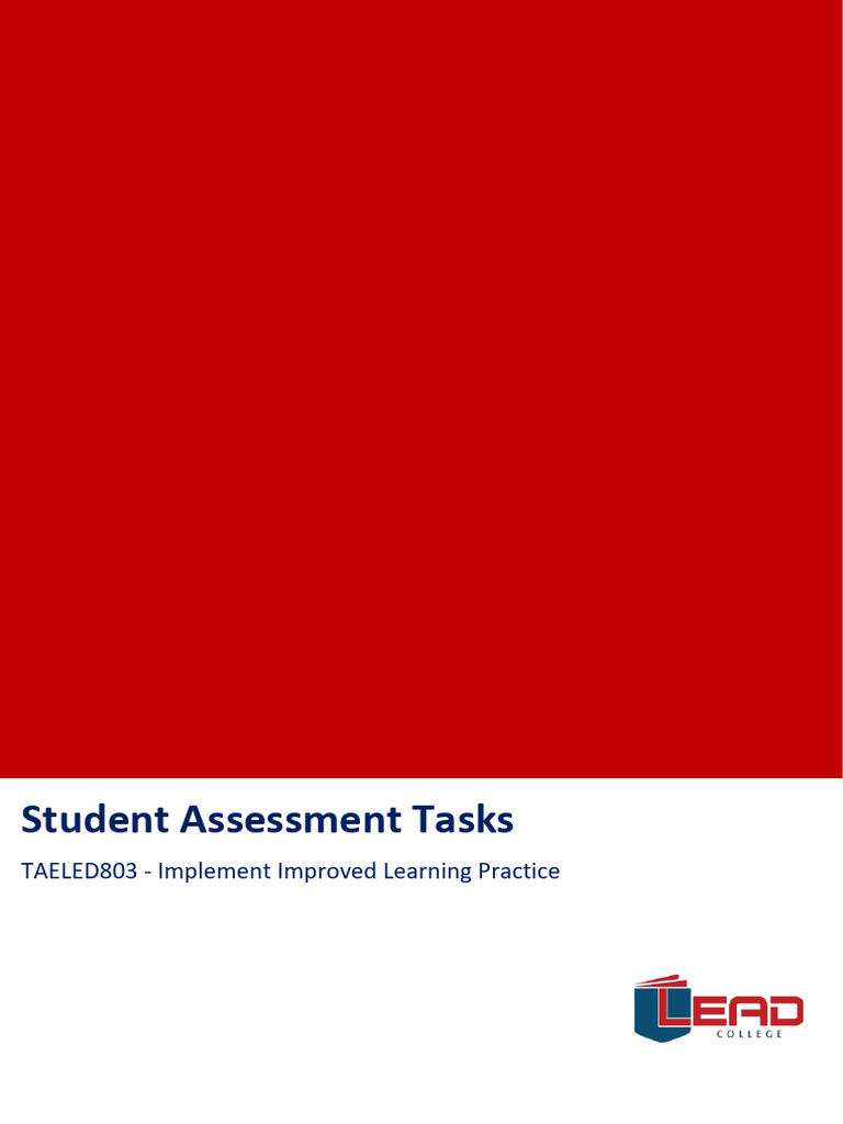 TAELED803 Student Assessment Tasks.v1.0 | PDF | Learning | Learning Styles