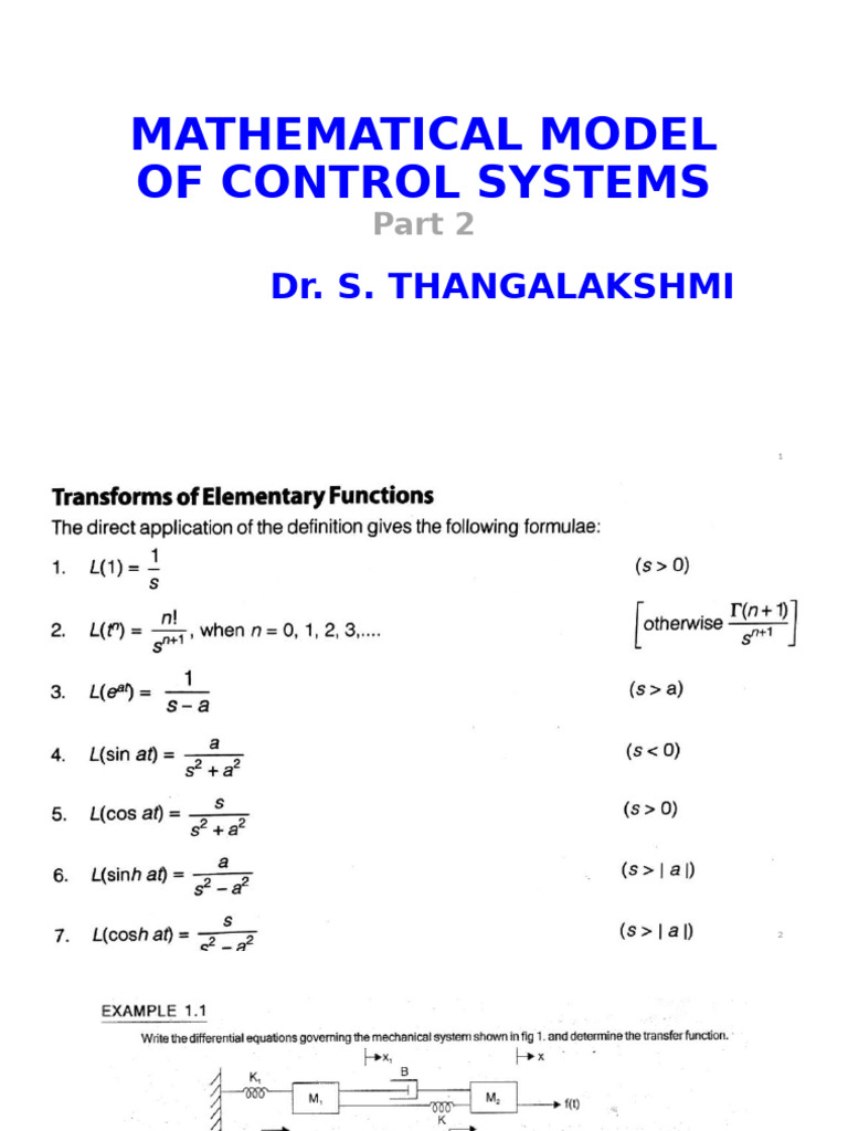 4 MATHEMATICAL MODEL OF CONTROL SYSTEMS - Part 2 | PDF