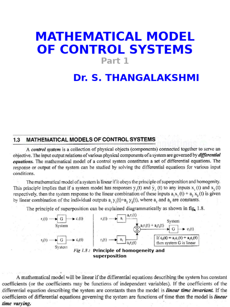 3 MATHEMATICAL MODEL OF CONTROL SYSTEMS - Part 1 | PDF