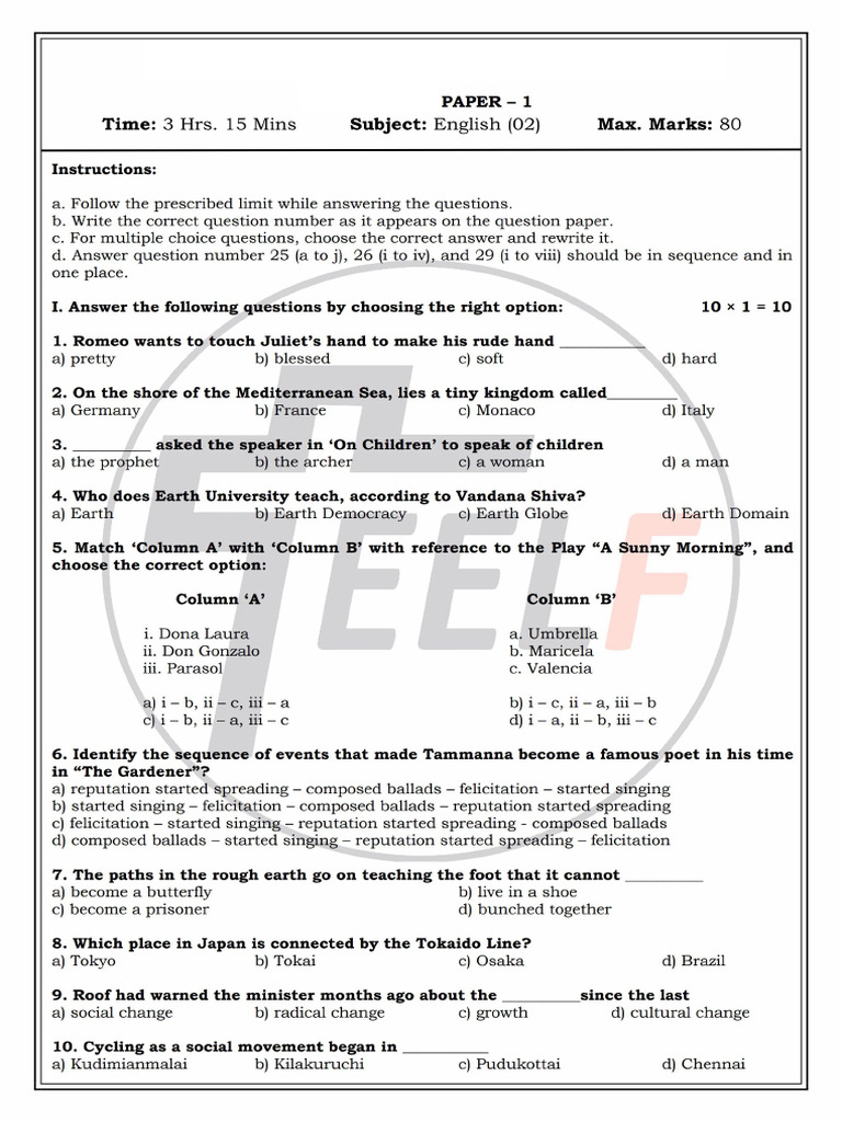 PCC Practice Papers | PDF