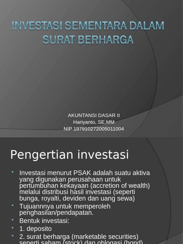 Investasi Dalam Surat Berharga | PDF