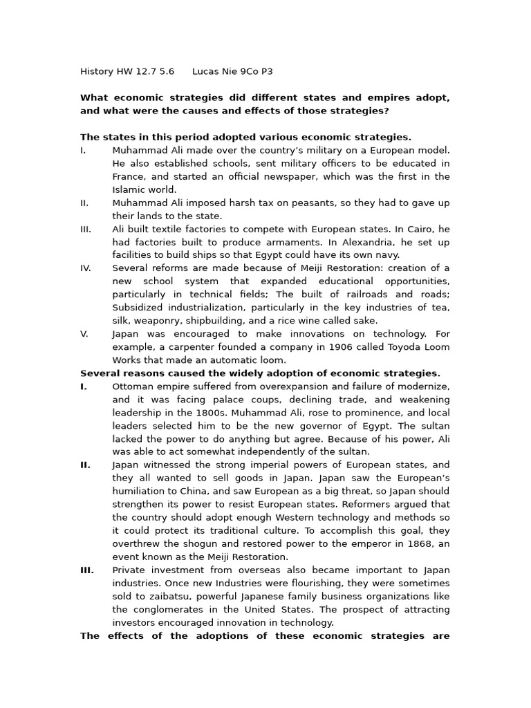History HW 5.6 | PDF | Japan | Economies