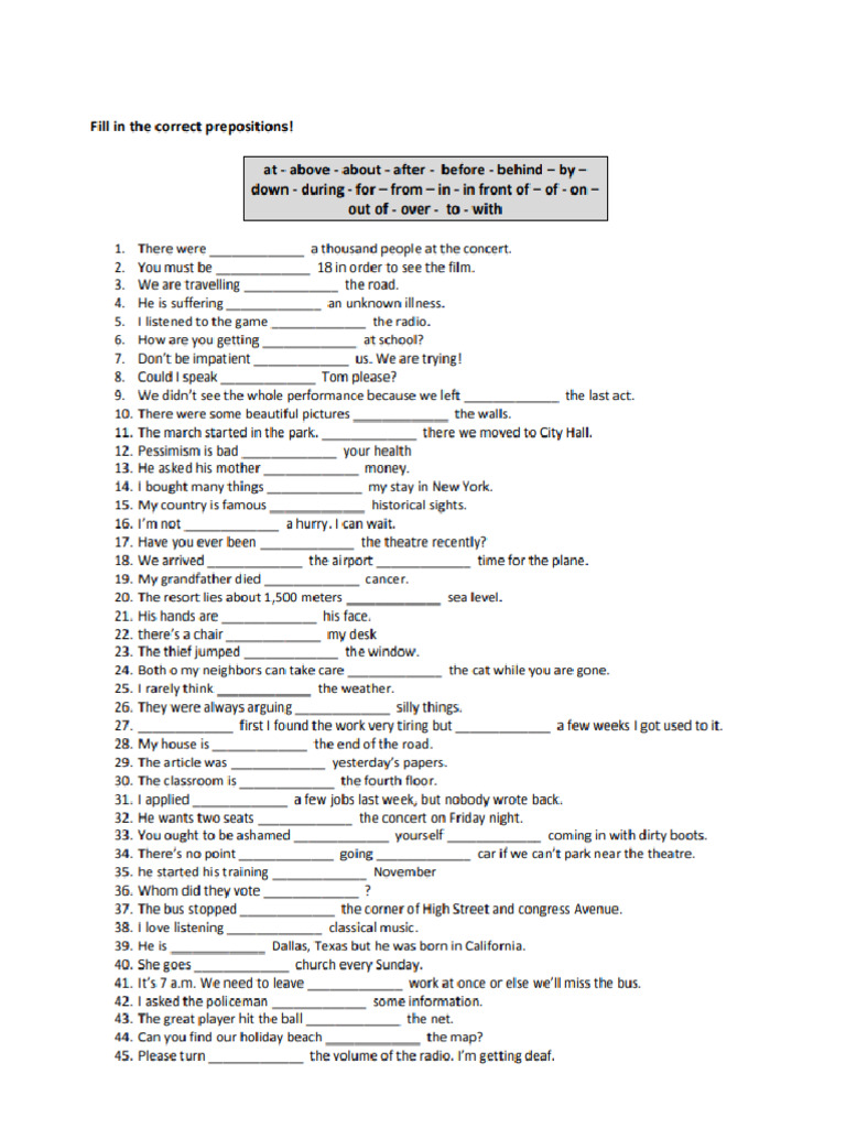 Preposition Activity-Elvin and Harry | PDF