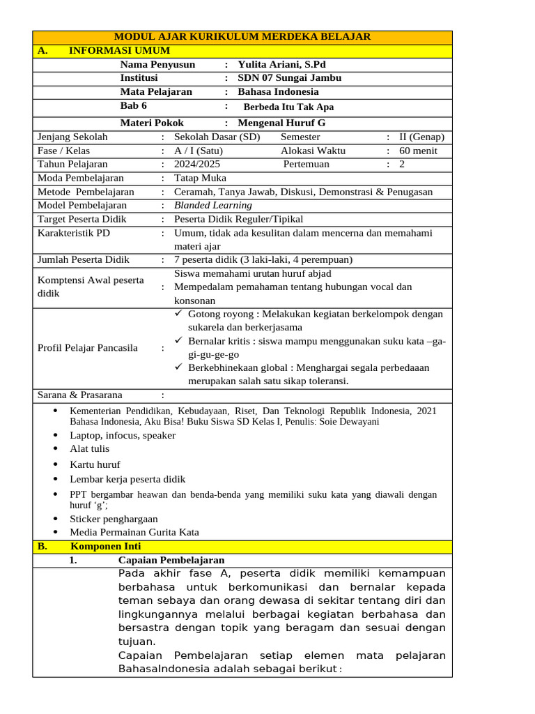 Modul Ajar MTK Supervisi | PDF